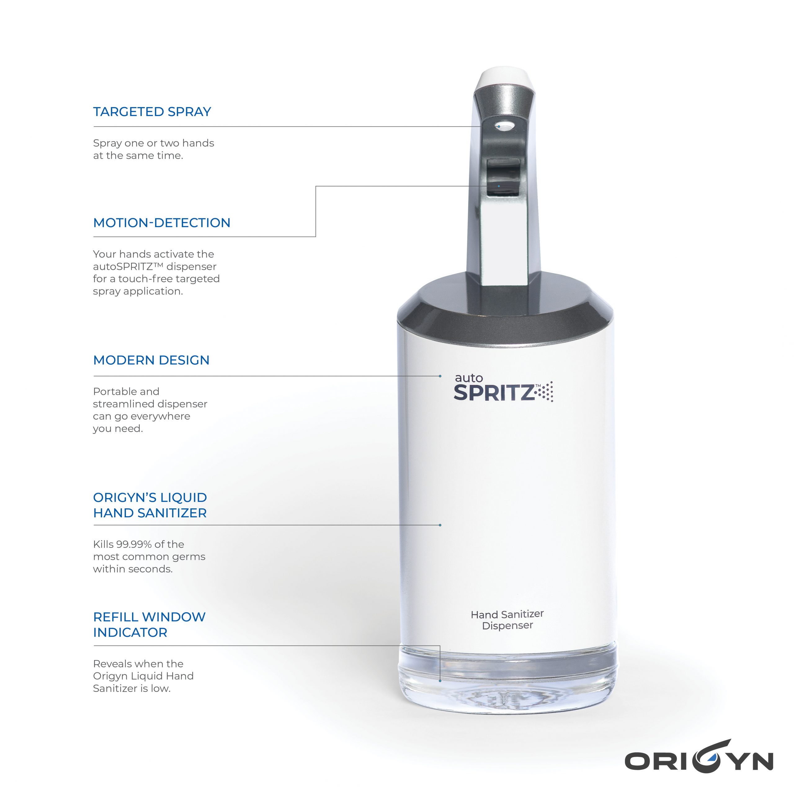 autoSPRITZ Automatic Hand Sanitizer Dispenser by Origyn